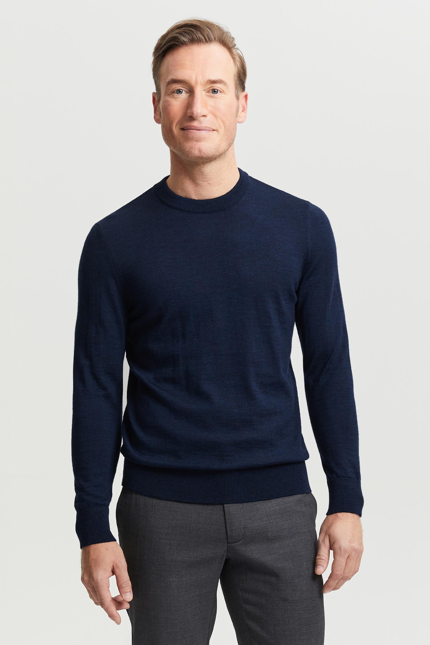 Daniel – blue 100% extra fine merino wool pullover